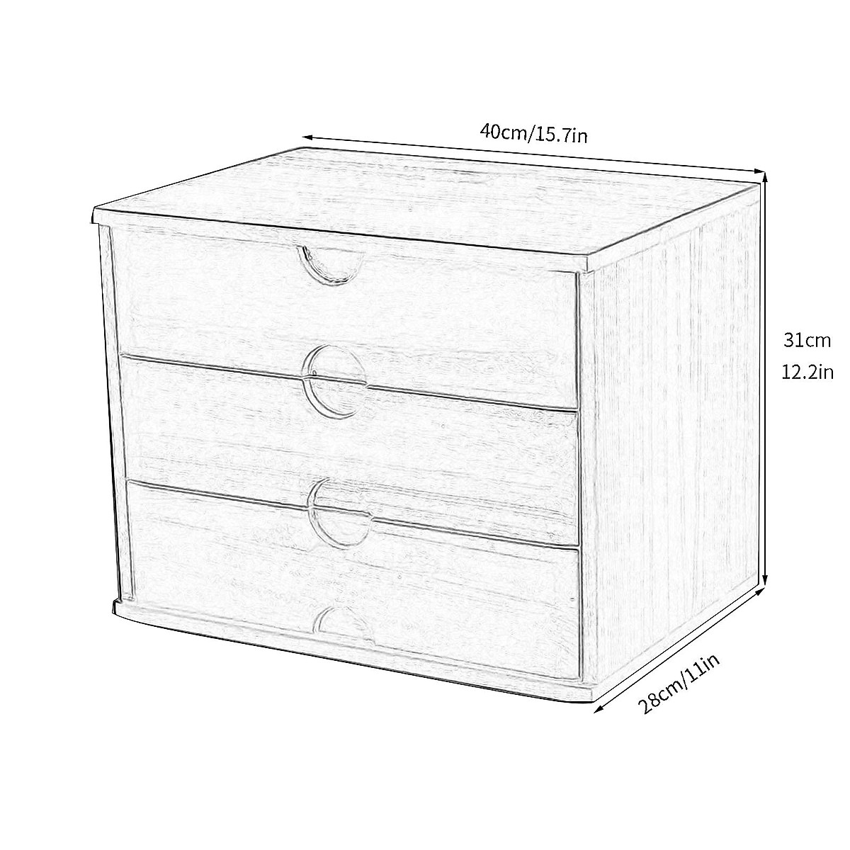LEYT Wooden Desktop Storage Box with 3 Drawers, Office Supplies A4/Receipt File Organizer, Flat File Cabinet (Color : B)