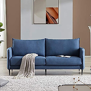 Merax 65.8" Modern Soft Linen Couch Upholstery Loveseat Sofa for Livingroom Bedroom Office Blue Love Seats