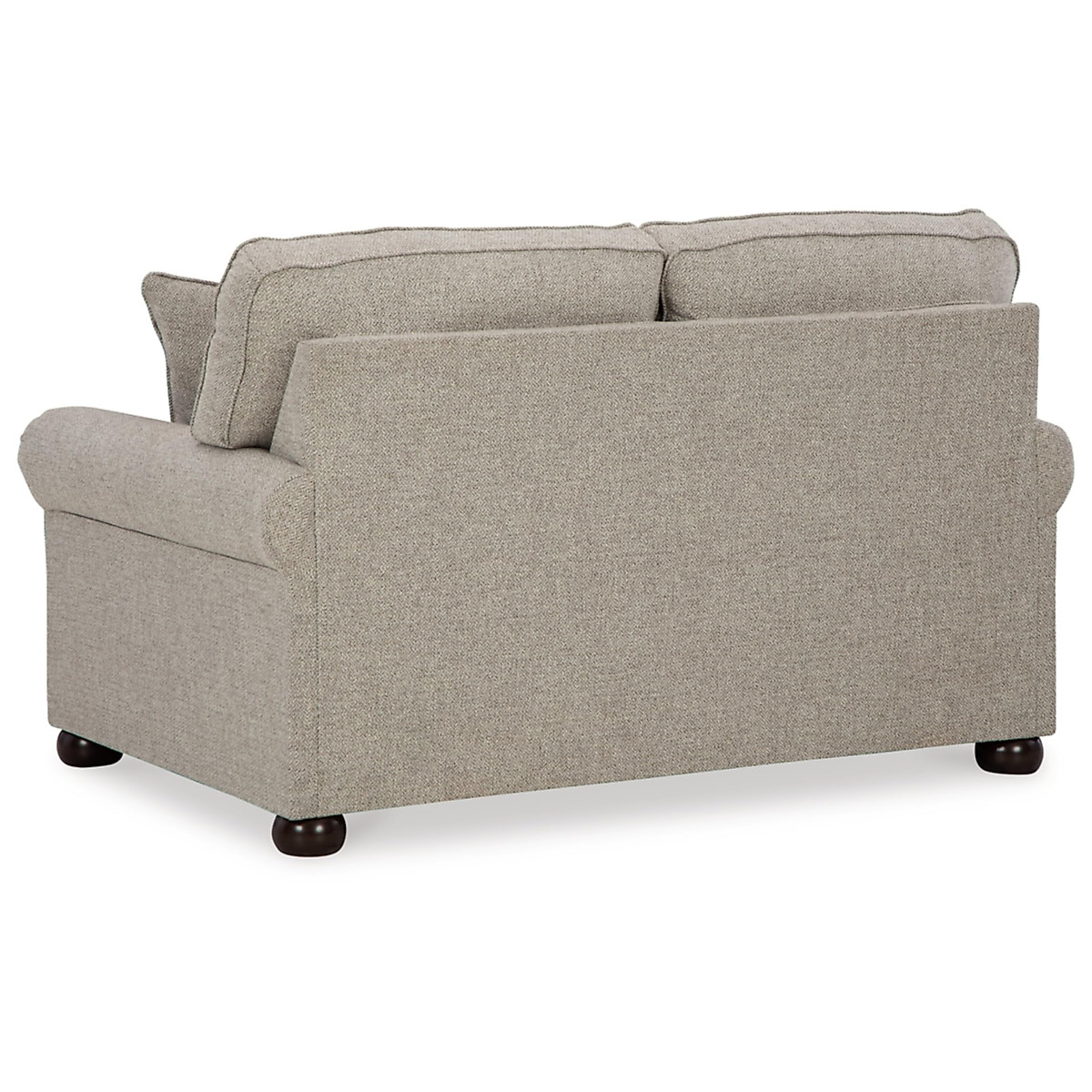 Signature Design by Ashley Gaelon Transitional Loveseat with Nailheads and 2 Accent Pillows, Beige