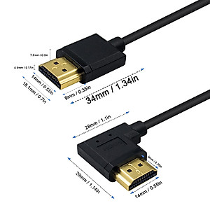 Duttek 4K HDMI Cable, HDMI to HDMI Cable, Extremely Thin Left Angled HDMI Male to Male Extender Cable for 3D and 4K Ultra HD TV Stick HDMI 2.0 Cord 0.15M/ 6 Inch