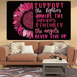 Breast Cancer Awareness Backdrop for Photography Breast Cancer Banner October Pink Ribbon Decor Breast Cancer Decoration for Home Office Party-71×43’’