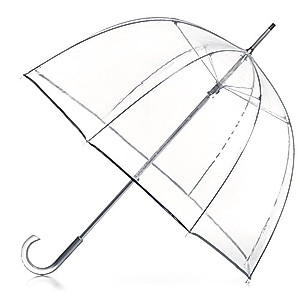 Totes Signature Clear Bubble, Rain & Windproof Umbrella - Perfect for Weddings, Travel and Outdoor Events - Curved Handle with Deluxe Finish, in Transparent or Colorful Design Options