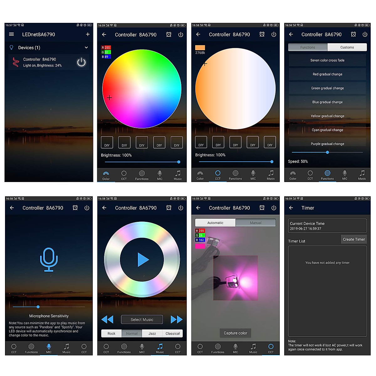 QACA WIFI Controlled LED Deck Lights Multi Color Outdoor IP67 Waterproof Φ1.18"Low Voltage Step Lights In-Ground Lights, Smart Phone APP Controlled, Compatible with Alexa Echo and Google Home, 10 Pack