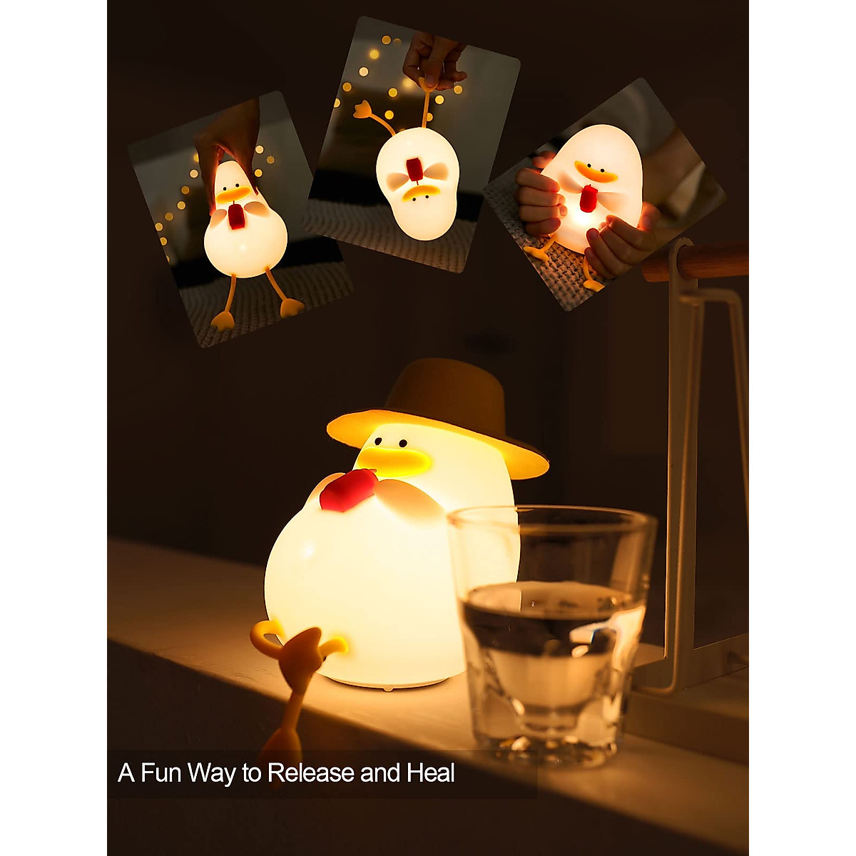 anmones Night Light for Kids - Happy Duck Premium Silicone Lamp, Cute and Dimmable Nightlight for Soothing Bedtime Ambience, 𝑴𝒖𝒍𝒕𝒊𝒑𝒍𝒆 𝑵𝒊𝒈𝒉𝒕𝒍𝒊𝒈𝒉𝒕𝒔 White XR-MM-L22067