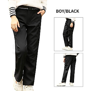 JOMLUN Boy's Fleece Lined Hiking Pants Outdoor Soft shell Snow Ski Waterproof Windproof Warm Cargo Insulated Trousers Winter