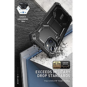 i-Blason Armorbox Series Designed for iPhone 14 Case 6.1" (2022)/iPhone 13 Case 6.1" (2021), Full-Body Rugged Holster Bumper Case with Built-in Screen Protector & Kickstand (Black)