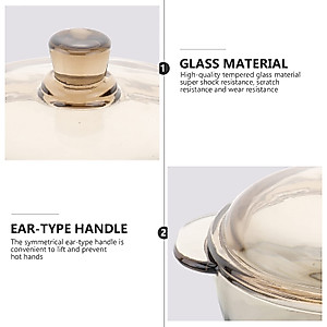 Angoily Soup Bowls Glass glass fruit bowl Saucepan with Lid - Glass Stovetop Safe Pot Pasta Noodle Bowls Soup Pot Pan for Kitchen Restaurant Light dessert bowl Brown appetizer bowls Ramen Bowl