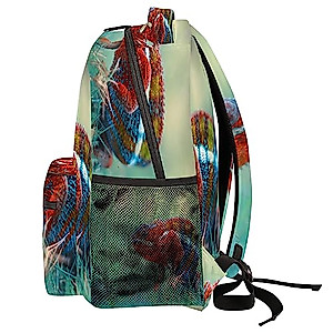 Ourtheme Animal Chameleon 18 In Backpack for Men Women Chameleon Large Capacity Backpack Hiking Travel Laptop Back Pack Casual Daypack