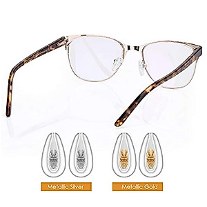 SMARTTOP Eyeglasses Nose Pads and Eyeglasses Ear Grips Set, Upgrade Silicone Air Chamber Metal-Core Nose Pads Repair Kits with Ear Hooks, Screwdriver and Screw (Gold)