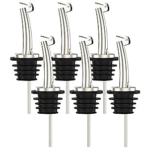 Axe Sickle 6 Pcs Oil Spout Liquor Pourers Bottle Spout Speed Pourer Olive Oil and Vinegar Stopper Spout for About 3/4" Bottle Mouth, with Flip Top