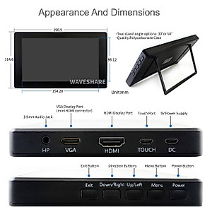 7inch HDMI LCD (H) Display Capacitive Touch Screen 1024x600 IPS LCD HDMI Module Compatible with Raspberry Pi, Jetson Nano,BB Black, Banana Pi Support Microsoft XBOX360 and Nintendo Switch