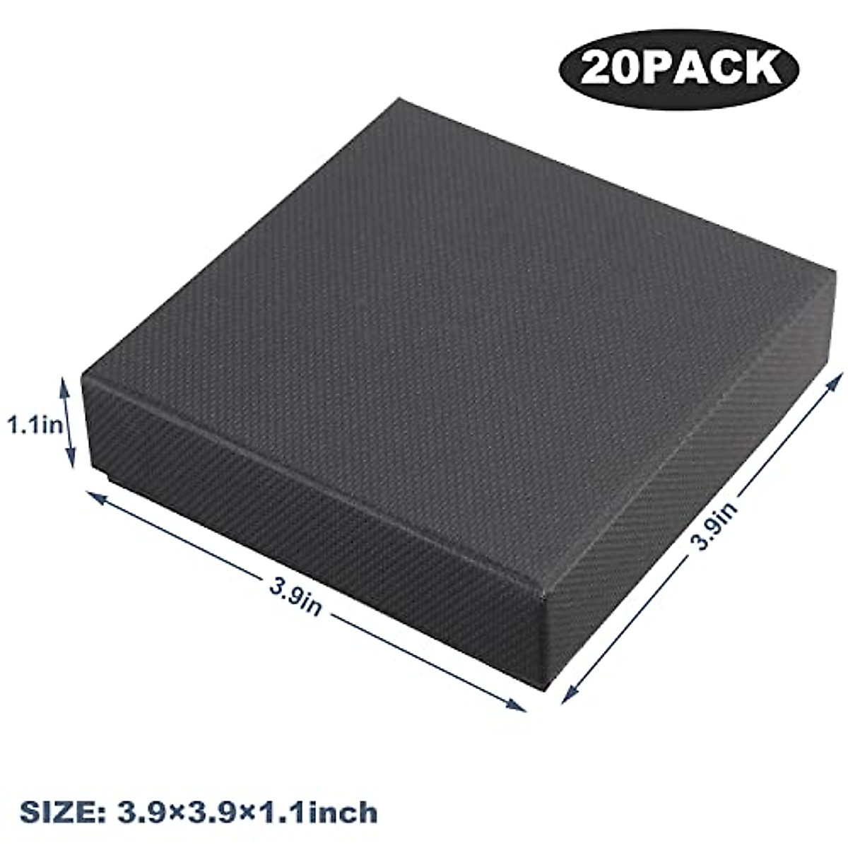 Frantis 20 Pack Jewelry Gift Boxes, Thick Paper Box Bulk for Jewelry Gift Packaging, Bracelet Gift Case with Cotton Filled and Lids-Black