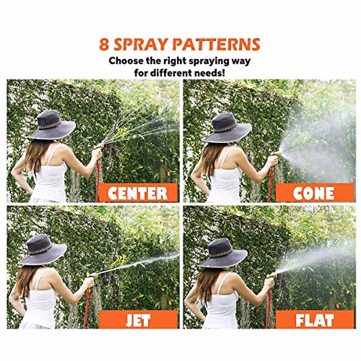 Garden Hose Nozzle | Hose Spray Nozzle | Water Nozzle Water Hose Nozzle Sprayer | 8 Adjustable Watering Patterns, Slip and Shock Resistant for Watering Plants, Cleaning, Car Wash and Showering Pets