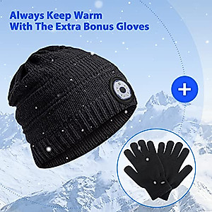 LED Hat Gifts for Men Women - Christmas Stocking Stuffers for Men Dad Boyfriend Light Beanie Cap with Headlamp for Running Camping Fishing| Winter Birthday Gift Ideas for Husband Brother Grandpa Teen