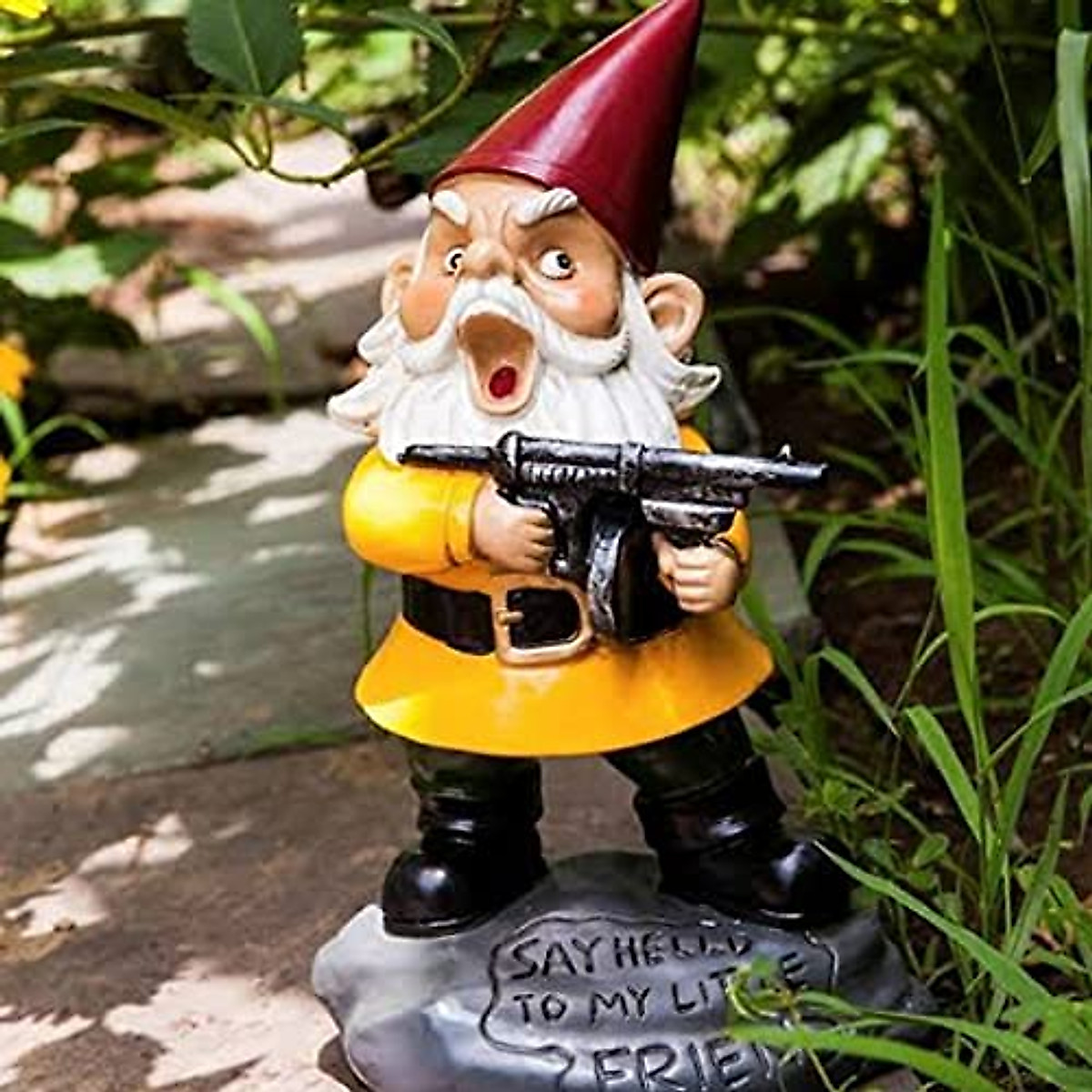 Patriot Depot Say Hello to My Little Friend Garden Gnome