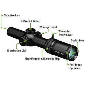 Vortex Optics Strike Eagle 1-6x24 Second Focal Plane Riflescope - BDC3 Reticle (MOA), Black