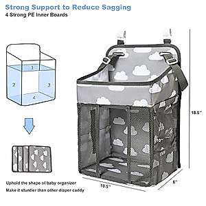 Yoe Gogh Hanging Diaper Caddy Organizer, Changing Table Baby Diaper Organizer with 4-Multi-Use Mesh Pockets, Nursery Storage Stacker for Cribs Playard Bassinet