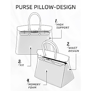 DGAZ Purse Pillow Shaper Insert,Luxury Handbag Tote Shapers, Memory Foam- Fits Birkin 25/30/35/40 Bag (White, BK25)