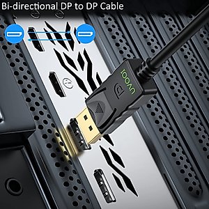UVOOI DisplayPort to DisplayPort Cable 3-Pack, 6 Feet, 4K Display Port DP to DP Cord 6FT [4K@60Hz, 2K@165Hz, 2K@144Hz] Compatible with All Display Port Devices