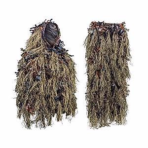 North Mountain Gear Hybrid Ghillie Suit For Men - Lightweight Hunting Airsoft Camouflage - Woodland Brown - X-Large / 2X-Large