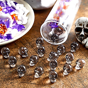 240 Pcs Halloween Mini Acrylic Pumpkin Ornaments Mini Skull Head Small Witch Hats Mini Skeleton Bones Cute Ghost Ornaments Table Scatter Vase Filler for Thanksgiving Fall Autumn Halloween Party