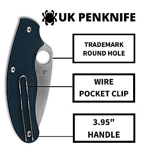 Spyderco UK Penknife Non-Locking Knife with 2.95" CPM S110V Steel Blade and Dark Blue Lightweight FRN Handle - PlainEdge - C94PDBL