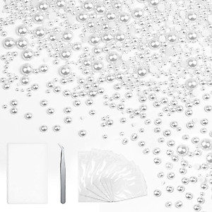 Mckanti 10000pcs Flat Back Pearls Half Round Pearl Beads Flatback Loose Beads for Crafts DIY Phone Nail Making (2mm/3mm/4mm/5mm/6mm/8mm/10mm)