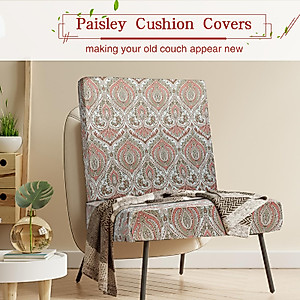 Newwiee 12 Pcs Patio Stretch Sofa Cushion Covers Outdoor Cushion Cover Replacement Couch Slipcover Sofa Seat Cover Flexibility Chair Cushion Cover Porch Patio Furniture Protector (Red,Paisley Print)