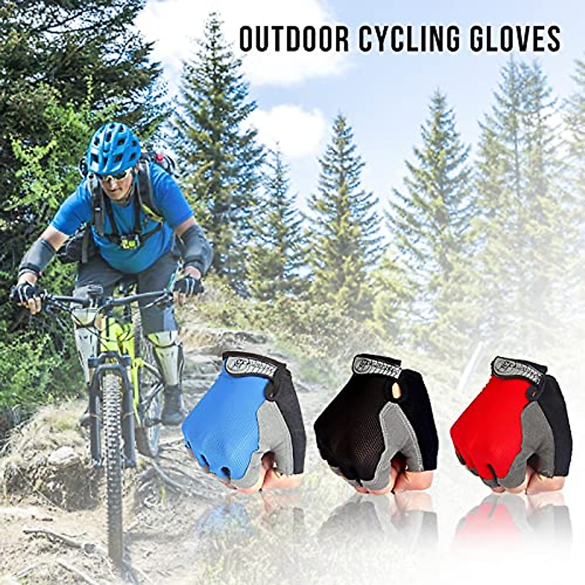 Xiaoling Cycling Bike Gloves, Summer Style High Elastic Breathable Mesh Half-Fingered Biking Gloves, Outdoor Sports Cycling Shock-Absorbing Anti-Slip Breathable MTB Road Biking Gloves