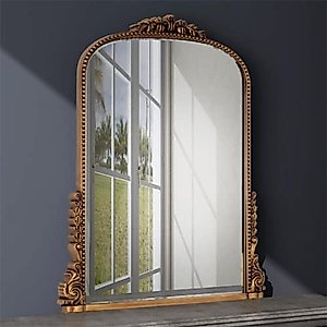 SHYFOY Antique-Gold Wall Mirror Baroque Ornate Mirrors for Wall Decor, Decorative Arche Mirrors for Entryway Bathroom Powder Room, Traditional Elegant Old Mirror, 31.5'" X 23.6''