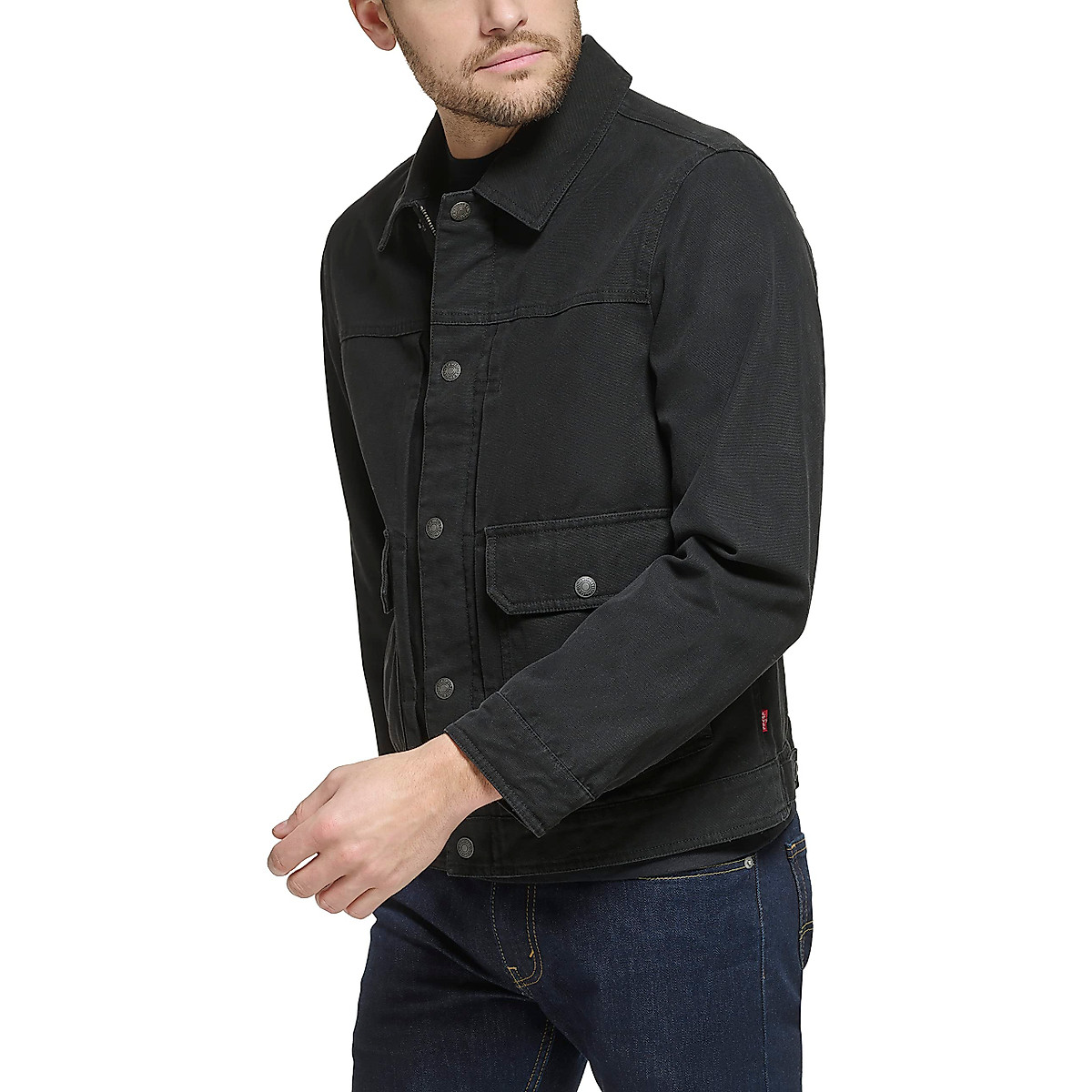 Levi's Men's Lightweight Trucker Shirt Jacket, Black Cotton Canvas