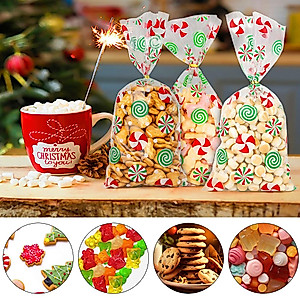 Christmas Treat Bags, Christmas Cellophane Bags, 50Pcs Christmas Candy Bags, Cellophane Treat Bags with Twist Ties, Cellophane Gift Bags Cookie Bags Goodie Bags for Xmas Holiday Party Favors Supplies