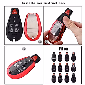 Horande TPU Protector Key Fob Cover Case fit for Dodge Ram 1500 2500 3500 Charger Challenger Durango Grand Caravan Journey Chrysler Town and Country Keyless Entry Key Fob (Blue)