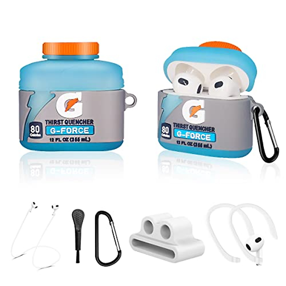 Cartoon Sport Water Case for AirPods 3 Case (2021), 6in1 Accessories Set Protective Cover for Air pods 3, Cute Food Design Silicone Case for AirPods 3rd Generation Case for Boys Men (Blue Sport Water)