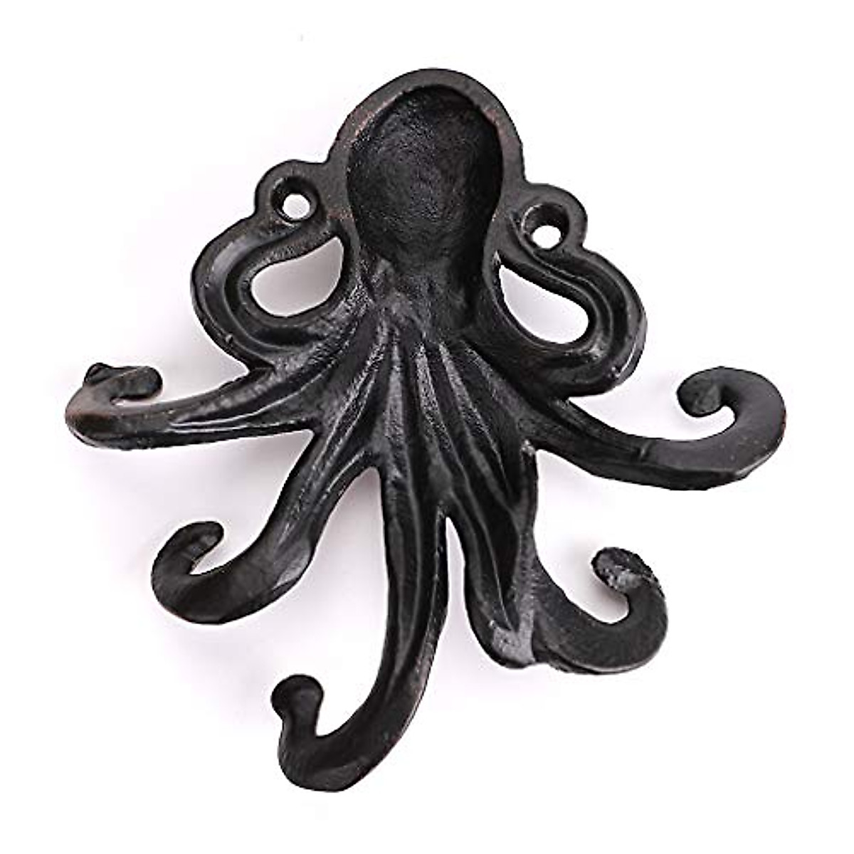 Sumnacon 6 Inch Cast Iron Octopus Decorative Coat Hook - Wall Mounted Nautical Hand Towel Rack Holder with Screws, Rustic Metal Clothing Hanger for Bedroom/Bathroom/Kitchen/Balcony, Red Bronze