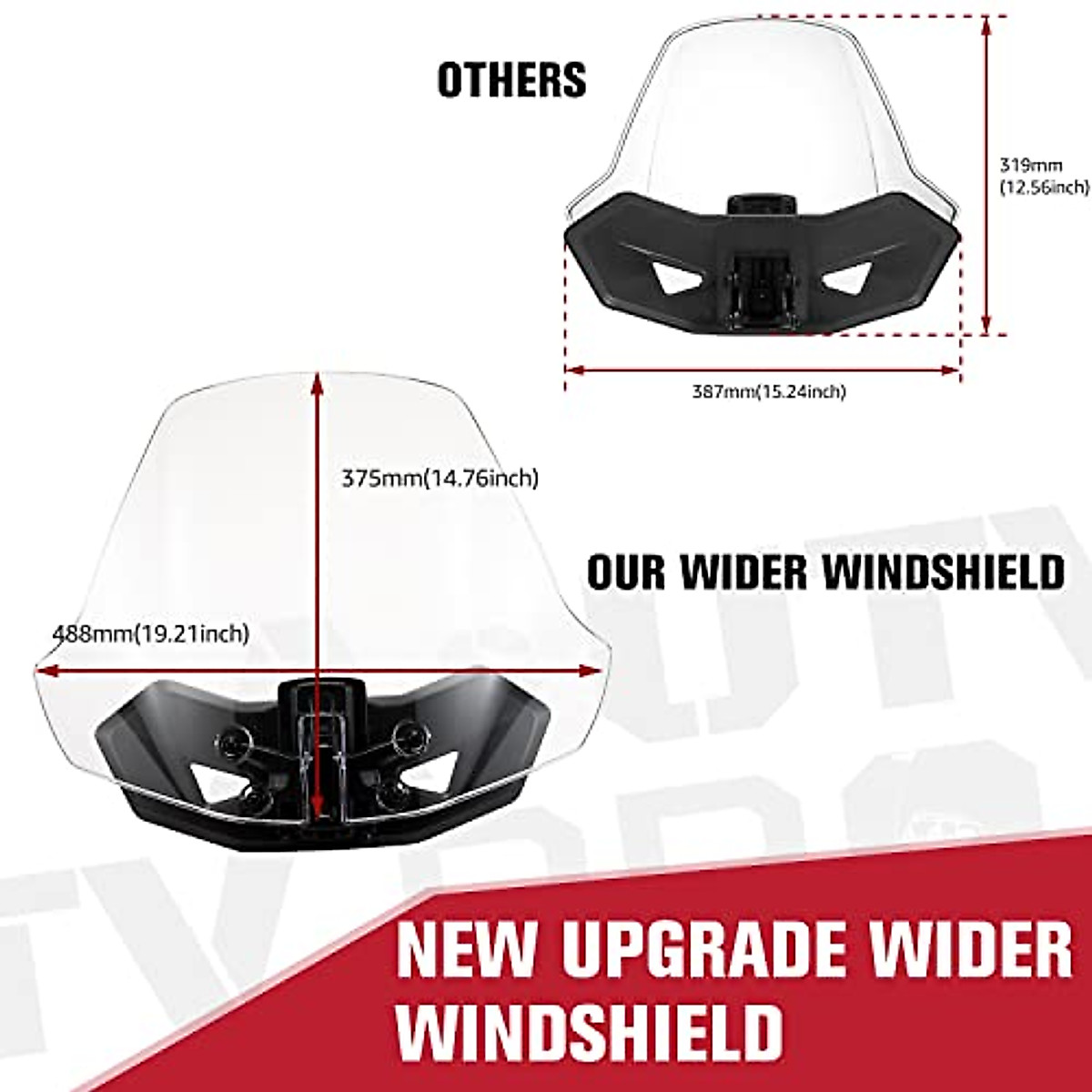 Ryker Adventure Wider Windshield, A & UTV PRO New Upgrade XXL Adjustable Vented Translucent Clear Hard Coated Windscreen Wind Deflector for Can Am Ryker All Models Accessories, Replace OEM #219401032