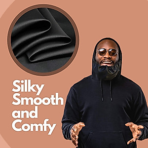 Fidelis Beard Bandana Black (3 Pack XL Size) with Laundry Storage Bag, Beard Bib Bonnet Facial Apron Caps Beard Guard Cover