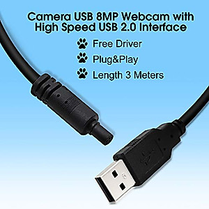 Hotpet 8MP Optical 10X Zoom 5-50mm Lens Webcam 2448P USB Industrial Camera with Sony (1/3.2”) IMX179 Sensor, Industrial Web Camera Support OpenCV for Linux Windows Android Mac,Plug&Play,UVC