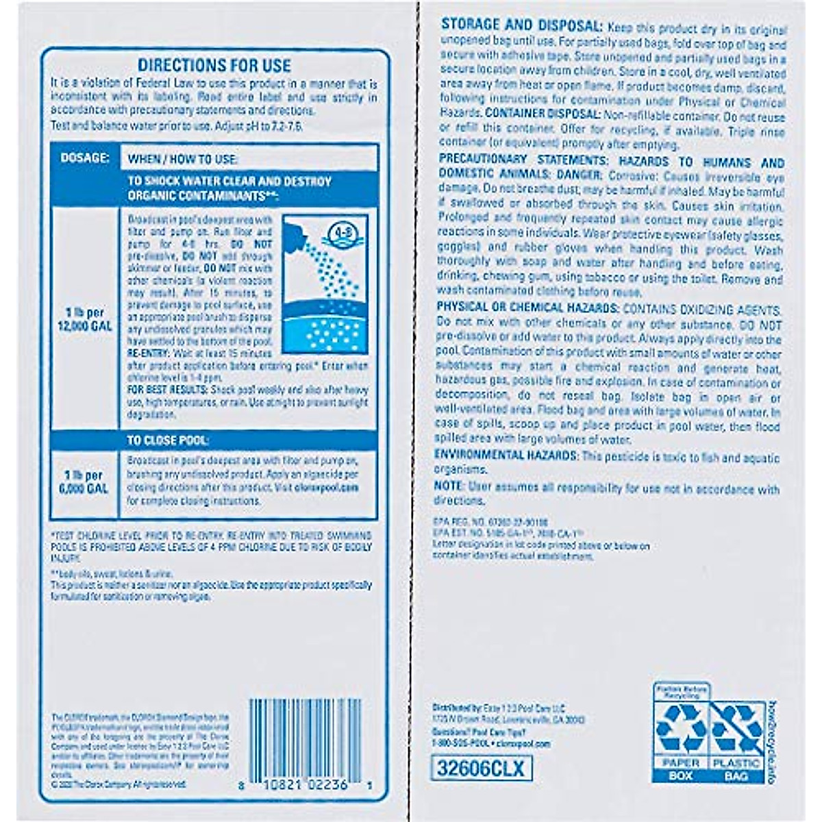 Clorox Pool&Spa Shock Plus 6 Pack (1 lb Bags)