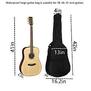 41-inch Acoustic Guitar Bag With Adjustable Shoulder Strap. Guitar Bag With Back Hanging Loop, Suitable for Acoustic Guitars, Electric Guitars, Bass Guitars, and Classical Guitars