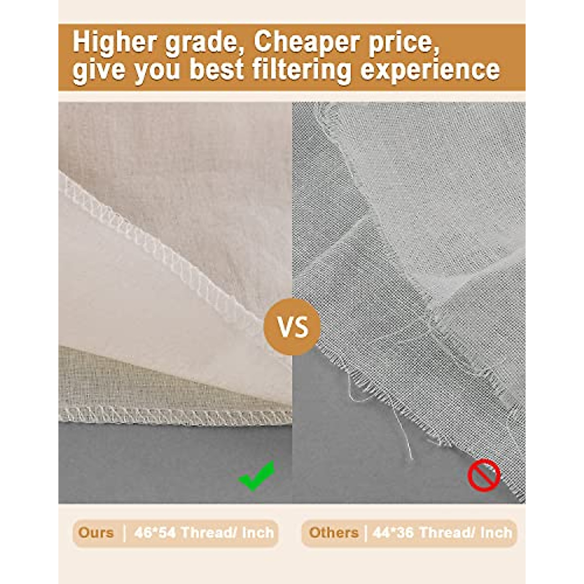 Grade 100 Hemmed Cheesecloth, 10 Pieces 100% Unbleached Cotton 20 x 20 Inches Cheese Cloths, Perfect for Straining, Filtering, Canning, Crafting, Covering and Polishing