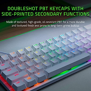 Razer Huntsman Mini 60 Percent Wired Optical Clicky Switch Gaming Keyboard with Chroma RGB Backlighting, PBT Keycaps, Mechanical Keyboards for PC Gaming Computer, Mercury White (Renewed)