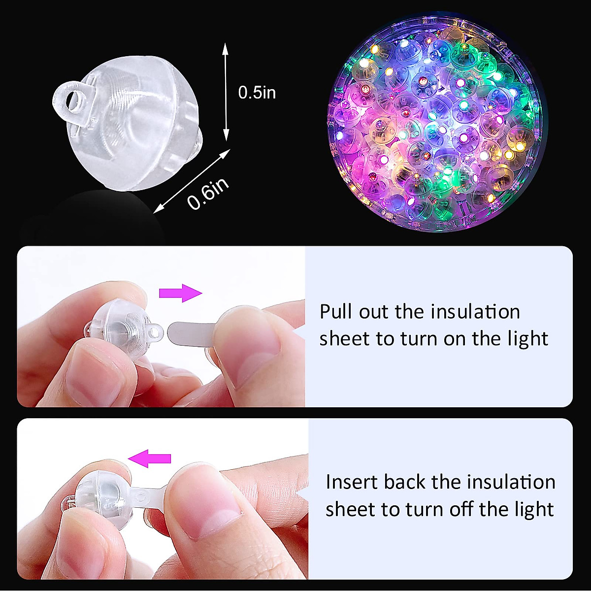 ZGWJ 100PCs Mini Led Lights, Led Balloons Light up Balloons for Party Decorations Neon Party Lights for Paper Lantern Easter Eggs Birthday Party Wedding Halloween Christmas Decoration