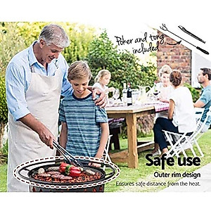 LEAYAN Garden Fire Pit Portable Grill Barbecue Rack Pits Fire Bowl with Handles,Removable Metal Fire Basket with Fire Fork, Patio Garden Multifunctional Fire Pit for Heating/BBQ for Camping