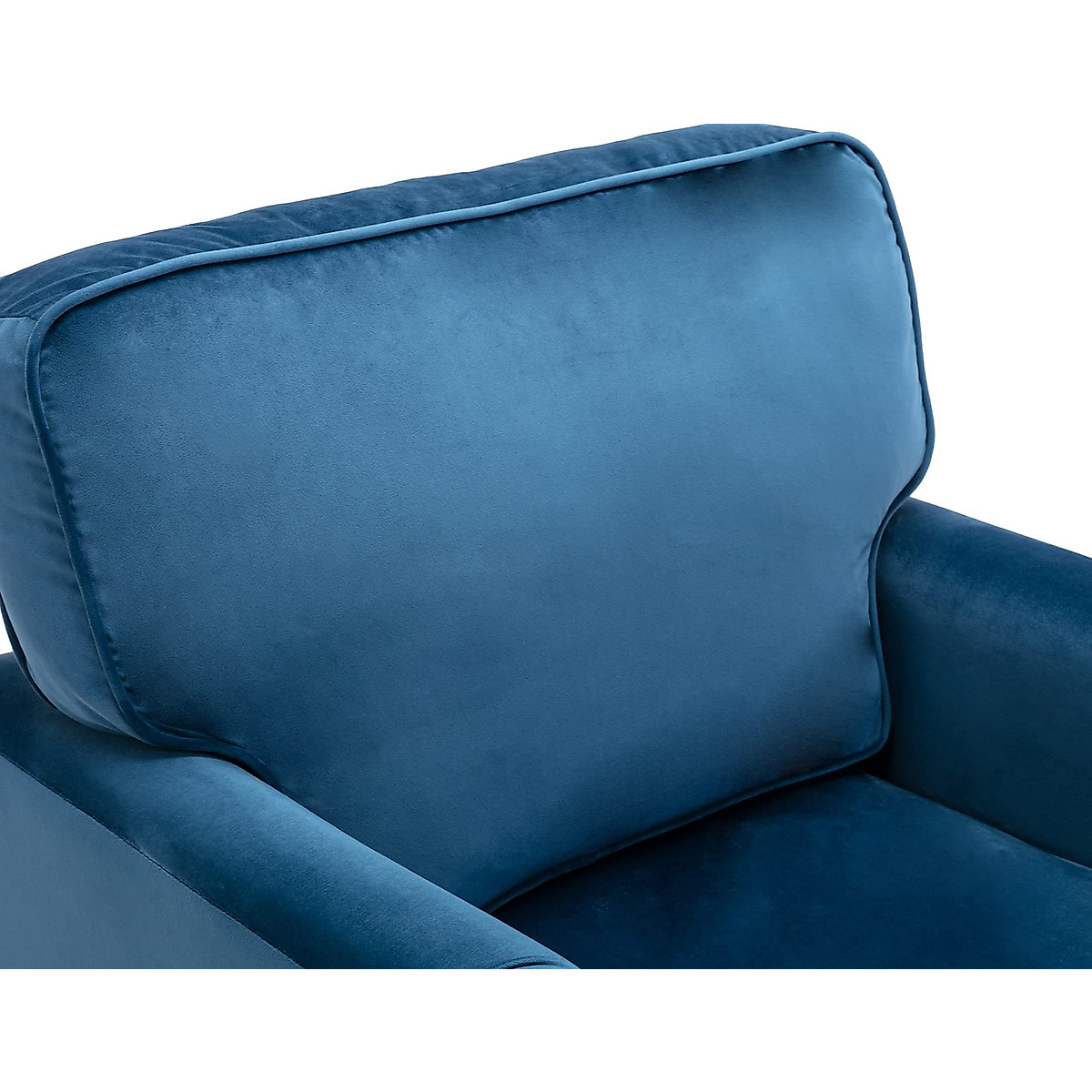 Kmax Accent Chair Velvet Modern Arm Sofa Chair Comfy Single Club Chair with Thick Cushion for Living Room Bedroom, Blue