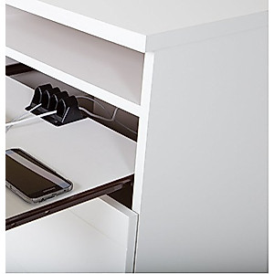 South Shore Reevo 2-Drawer Nightstand, Pure White with Matte Nickel Handles