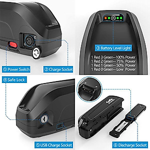 Ebike Battery 52V 13AH for 1000W 750W 500W Motor, Electric Bike Lithium Battery Pack for bafang, AW, ebike Conversion kit