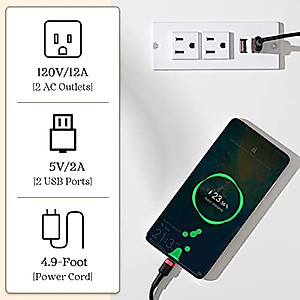 FORAOFUR End Table with Charging Station, End Tables with USB Ports and Outlets, Small Side Table for Living Room, Bedroom & Office, Two-Tier Narrow Side Table, Easy Assembly