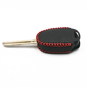 WFMJ Leather Smart 4 Buttons Key Fob Case Cover Chain for Toyota Camry SE LE RAV4 Corolla Venza Avalon Highlander Sequoia (Black)