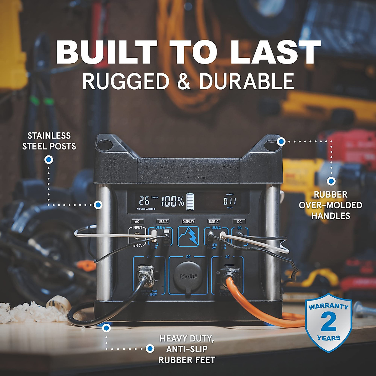 POWER RIDGE X-300 Power Station: Portable 296Wh Lithium-Ion Battery Generator with LCD Screen and Carry Handles for Charging Phones, Laptops & Other Electronics while Camping, Traveling or Road Trips